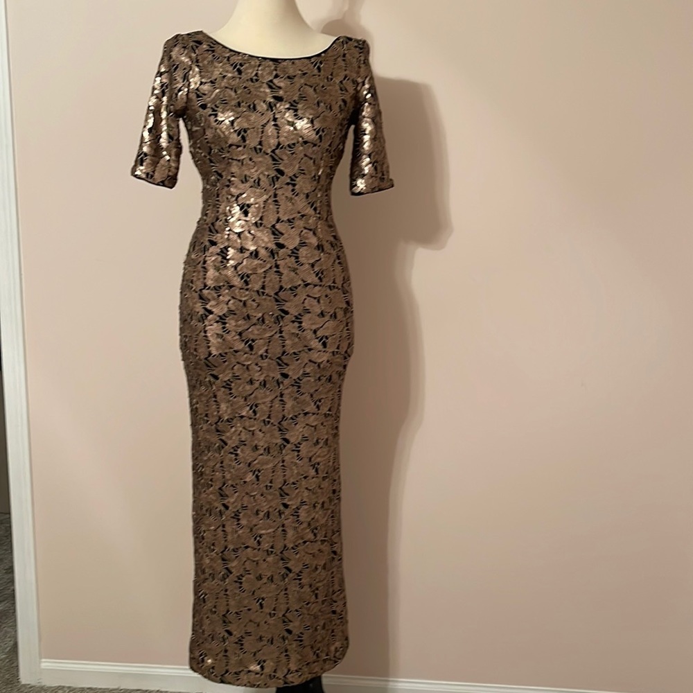 Beautiful Rustic Gold Sequence Maxi Dress. - Gem